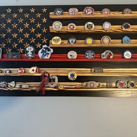 Capitol Police Challenge Coin Display Rack Holder Rustic American Flag ...