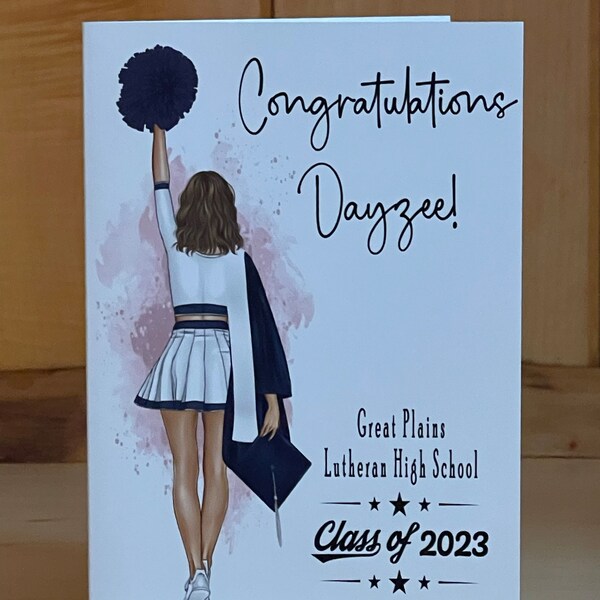 Graduation 2025 Cheer Cheerleader Custom Card Personalized Graduation ...