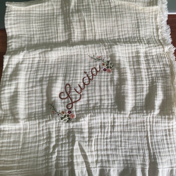 Personalized Embroidered Baby Receiving Blanket, Baby Blanket With Name ...