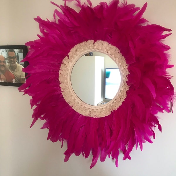 Round Feathers Mirror Wall Decor, Feathers Round Mirror, Wall Decor ...