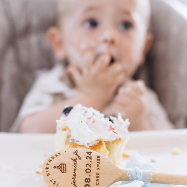 First Birthday Cake Smash Spoon First Birthday Photo Prop Personalized ...