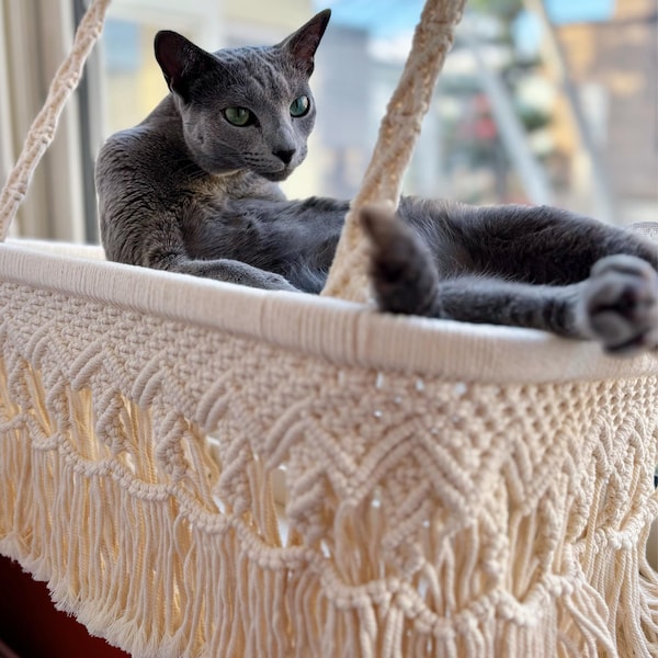 Cat Window Perch Window Cat Seat Macrame Cat Hammock Cat Window Shelf ...