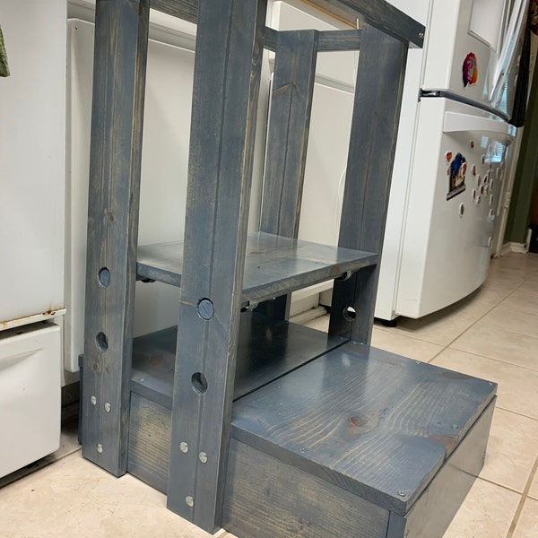 Adjustable Height Toddler Tower Plan/learning Stool Plan/kitchen Step ...