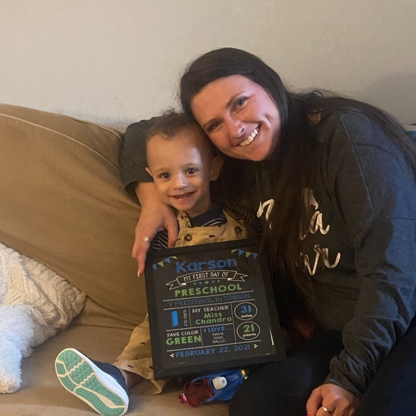 Editable First Day of School Poster DIGITAL FILE Printable Blue and ...