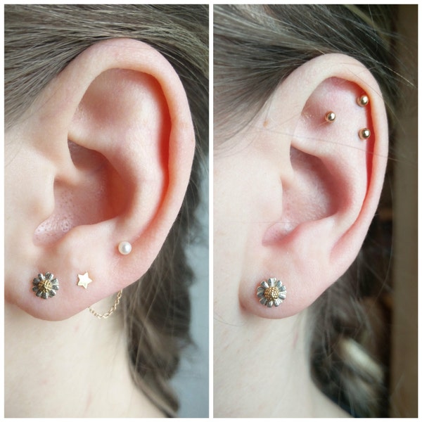 16G Daisy Flower Forward Helix Earring April Birthflower Tragus Stud ...