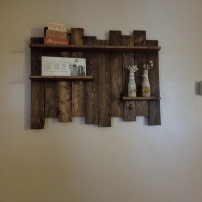 Rustic Pallet Shelf, Wood Shelf, Pallet Wall, Large Rustic Wood Shelves ...
