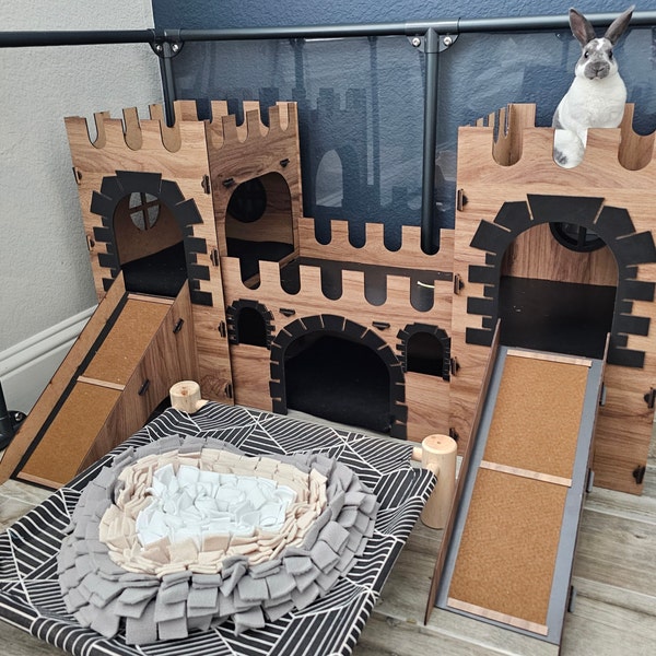 Elegant Bunny Castle With Twin Towers: Two-story White Pink Palace ...