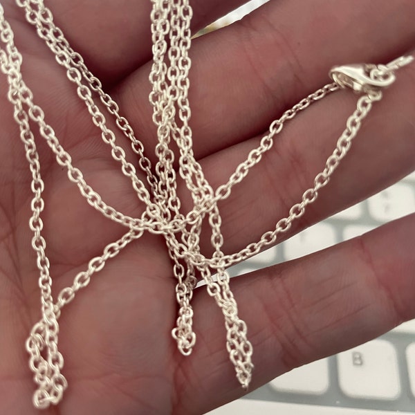 Sterling Silver Chain Necklace, Plain Solid Silver Cable Chain - Etsy