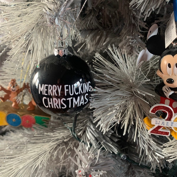 Set of 4 X Christmas Rude Swearing Bauble Rude Funny Baubles Xmas Tree ...