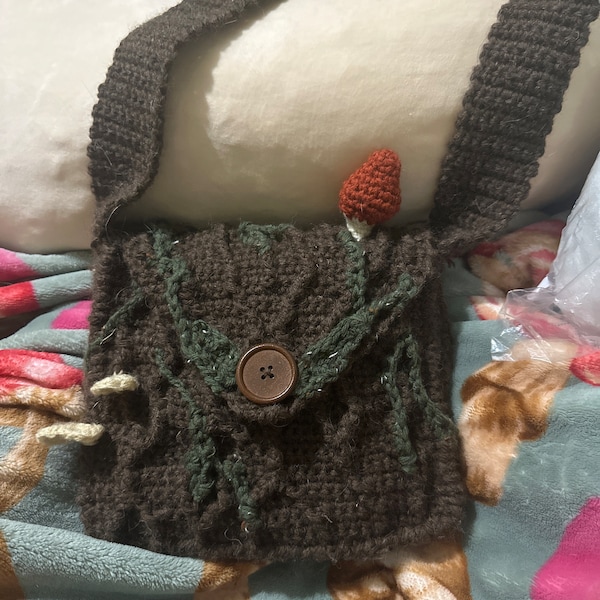 Digital Crochet PATTERN: the Bark Satchel Bag | Whimsical Mushroom Tree ...