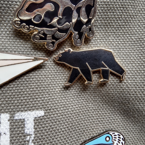 Black Bear Enamel Pin • Hard Enamel, Black Bear Pin, Enamel Pins ...