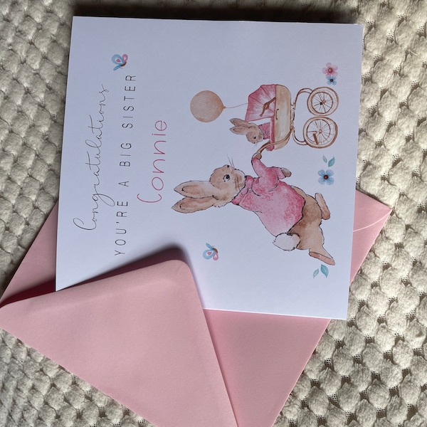 Big Sister Peter Rabbit Card, Baby Sister, Baby Brother, New Baby ...