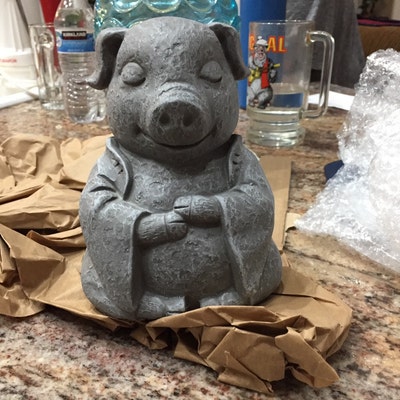 Pig Statue, Meditating Buddha Pigs, Zen Animals, Pig Figures, Concrete ...
