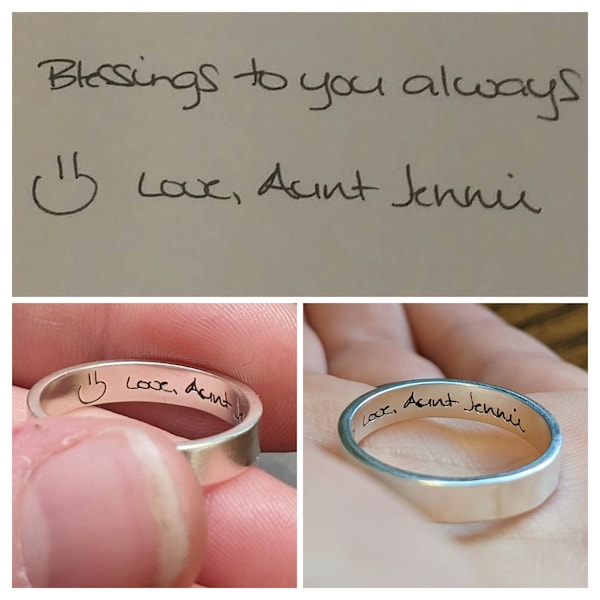 Memorial Handwriting Ring • Actual Handwriting Band Ring • Eternity ...