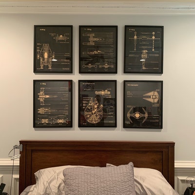 Set of 6 Prints,star Wars,blueprint,parchment,science,student ...