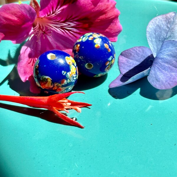 10 Vintage Transparent Teal Green Glass Lozenge Oval Beads, Approx. 15 ...