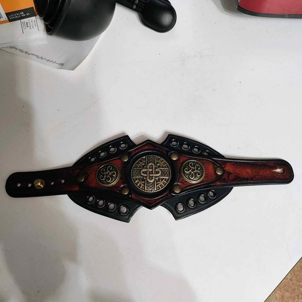 Ragnar Leather Bracelet With Merovingian Cuff - Etsy