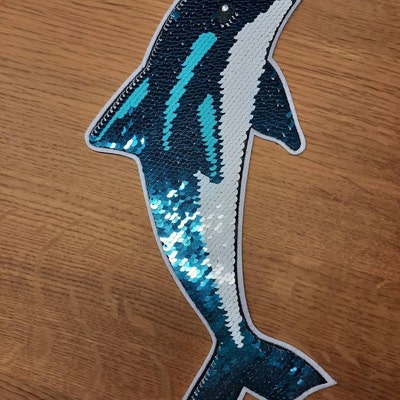 Dolphin Patch Iron-on Image Reversible Sequins Iron-on Appliqué Sticker ...