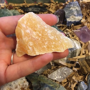 One Natural Orange Calcite Chunk, Mexican Rough Orange Calcite, Raw Orange Calcite, Orange ...