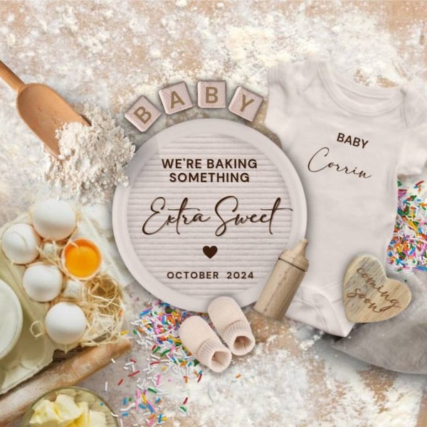 Baking Baby Announcement Digital, Bun in the Oven Digital Pregnancy ...