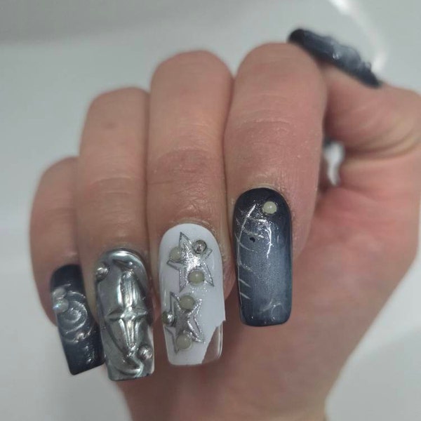 Magic Star Nails Free Style Press on Nails, Handmade Fake Nails Nails ...