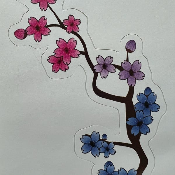 Sakura Asexual Sticker, Waterproof Ace Pride, Ace Sticker, Subtle Pride ...