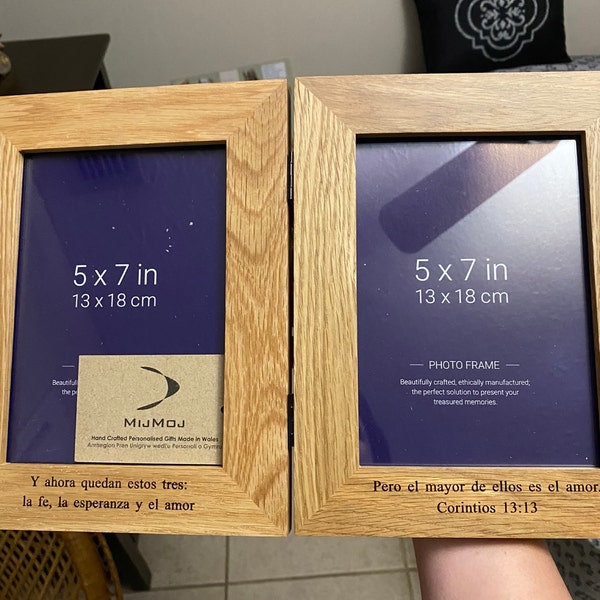 Personalised Solid Oak Double Photo Frame: Hinged Picture Frame, Gift ...
