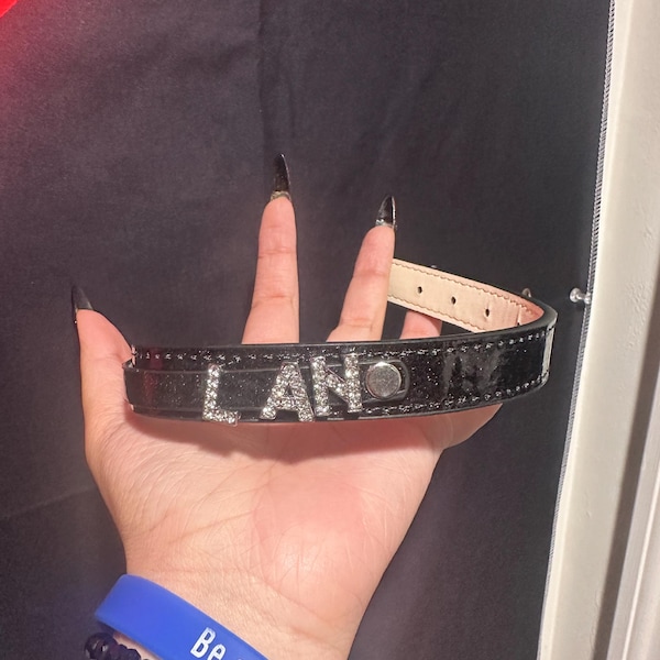 Multi Colored Custom Diamond Name Leather Collar for Humans,a Sparkling ...