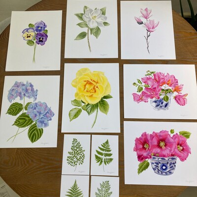 Light Blue Hydrangea Print Set of 2 Hydrangea Painting Modern ...