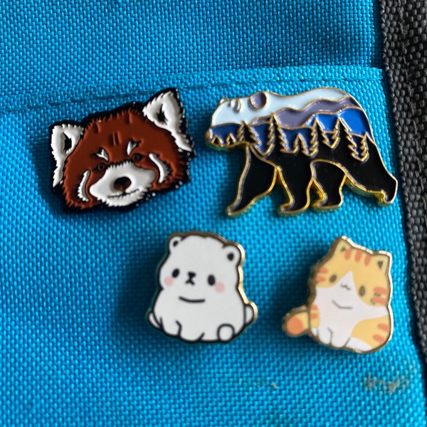 Cat 2 | 0.65" | Tiny Pals Mini Enamel Pins | Cute Animal Board Filler ...