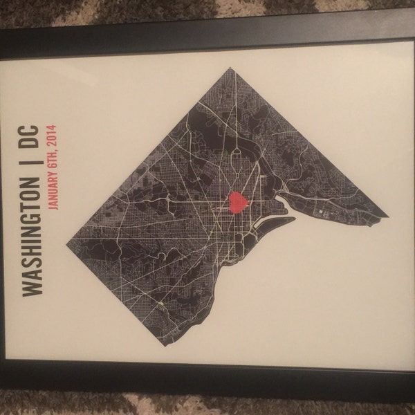 Personalized Washington DC City Map Art Print - Custom Run Modern Wall ...
