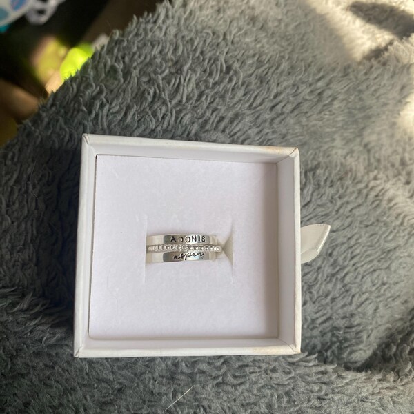 Class Ring Set, Sterling Silver Modern Class Rings, Personalized ...