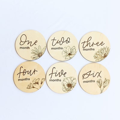 Floral Round Monthly Milestone SVG Glowforge File, Laser Cut Files ...