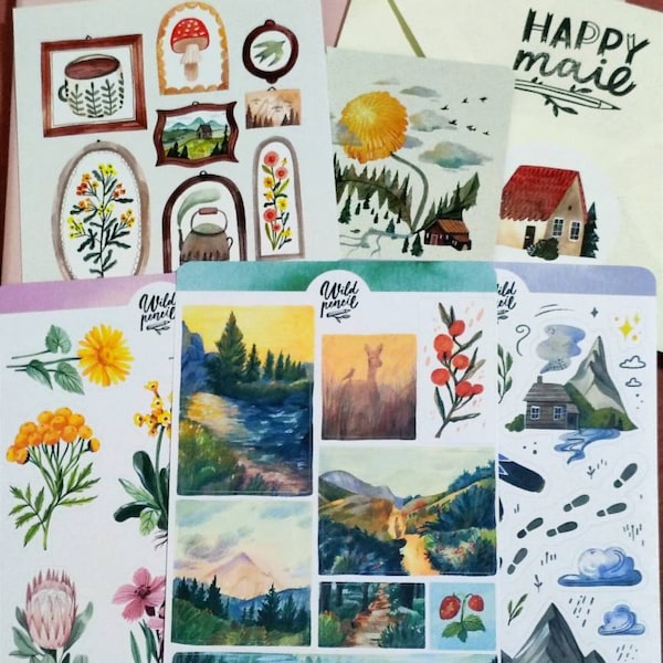 Sticker Sheet Art Shop Paper Sticker Sheet, Cute Stickers, Planner ...