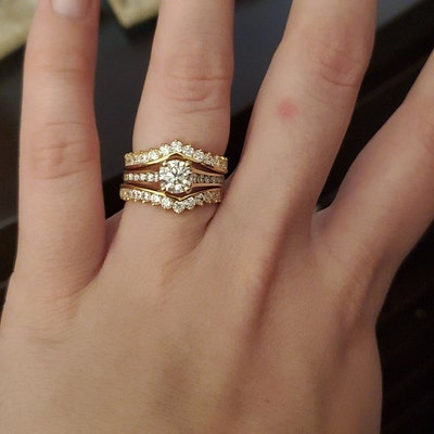 Rose Gold Plated Over Sterling Silver Round CZ Half Eternity Engagement ...