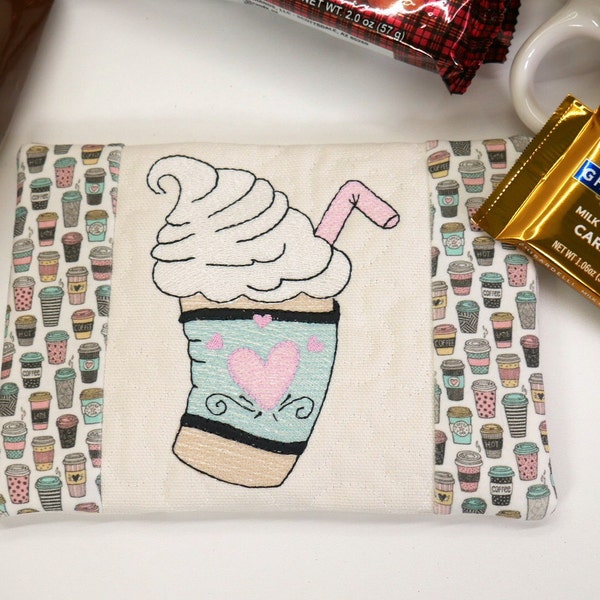Iced Coffee Sketch COMPLETELY in the Hoop Mug Rug Design - Coffee - 5x7 ...