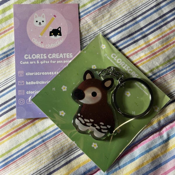 Okapi Zebra Giraffe Acrylic Glitter Keychain | Kawaii Chibi Wild Animal ...