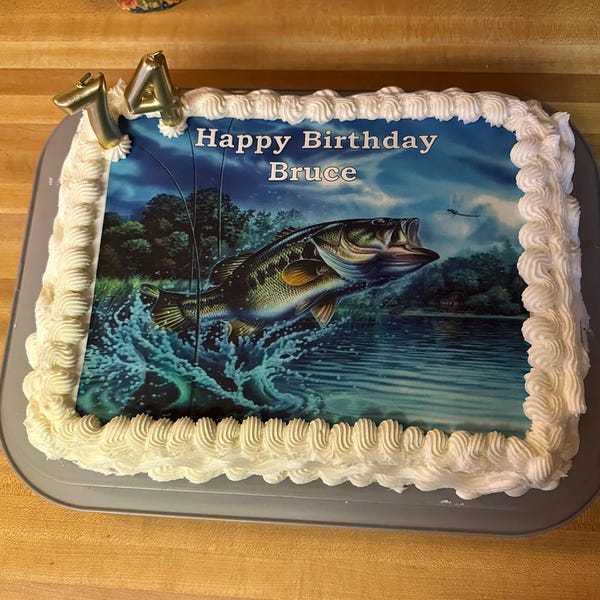 Bass Fishing Edible Cake Topper Image, Bass Fishing Cupcakes, Fathers ...