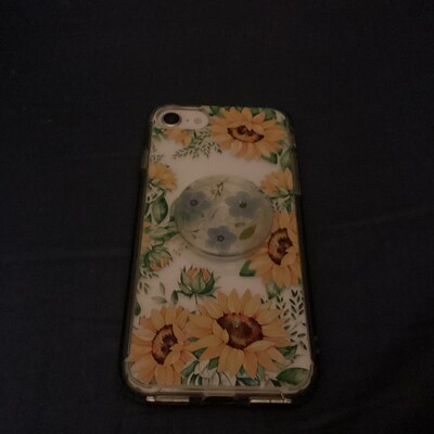 Dry White Baby's Breath Phone Grip Holder, Dry Pressed Real Flower Phone Holder, Handmade Resin ...