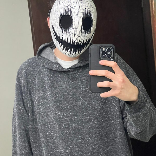 White Smile Mask With Black Cracks - Etsy