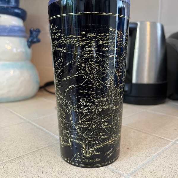 Middle Earth Map Tumbler 20oz Black Lord of the Rings Gift LOTR Coffee ...
