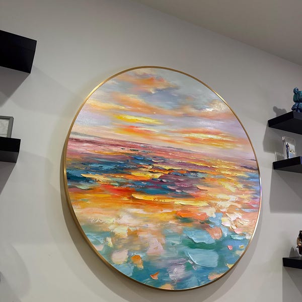 Circle Abstract Paintings on Canvas,beige Abstract Painting,vortex ...