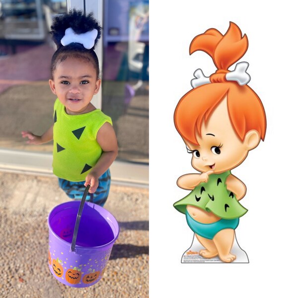 READY TO SHIP Pebbles Flintstones Child Halloween Costume Lime Top W ...