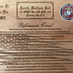 Personalized Marine Corp Rifleman's Creed Plaque Marine Award USMC ...