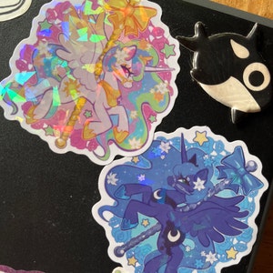 3 X 3 Carousel MLP Celestia and Luna Holographic Vinyl Stickers - Etsy