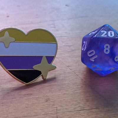PRIDE Nonbinary Enby Sparkling Heart Emoji Enamel Pin - Etsy UK