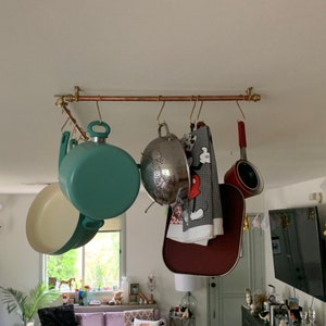 Handmade Copper and Brass Pot and Pan Rack, Copper Rails, Copper ...
