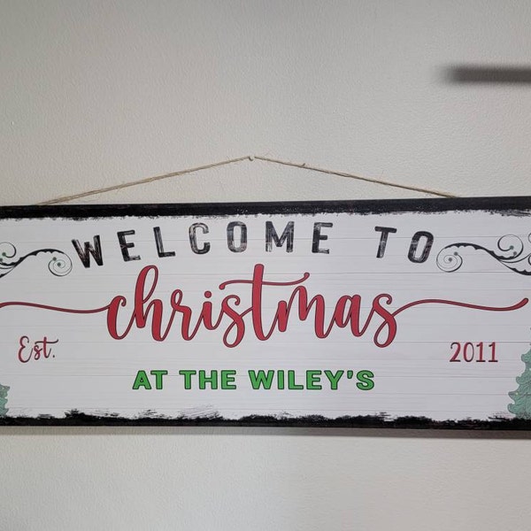 Christmas Sign, Personalized Christmas Name Sign Wall Décor, Custom ...