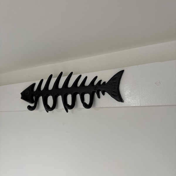 13.5" Large Cast Iron Fish Bone Key Rack Towel Hook - Etsy