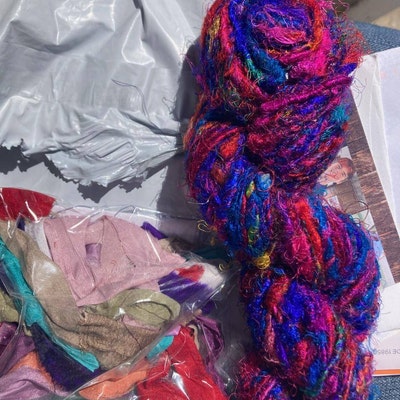 1 Oz Sari Silk Threads W/ribbon Pieces Boho Junk Journal Fiber Beads ...